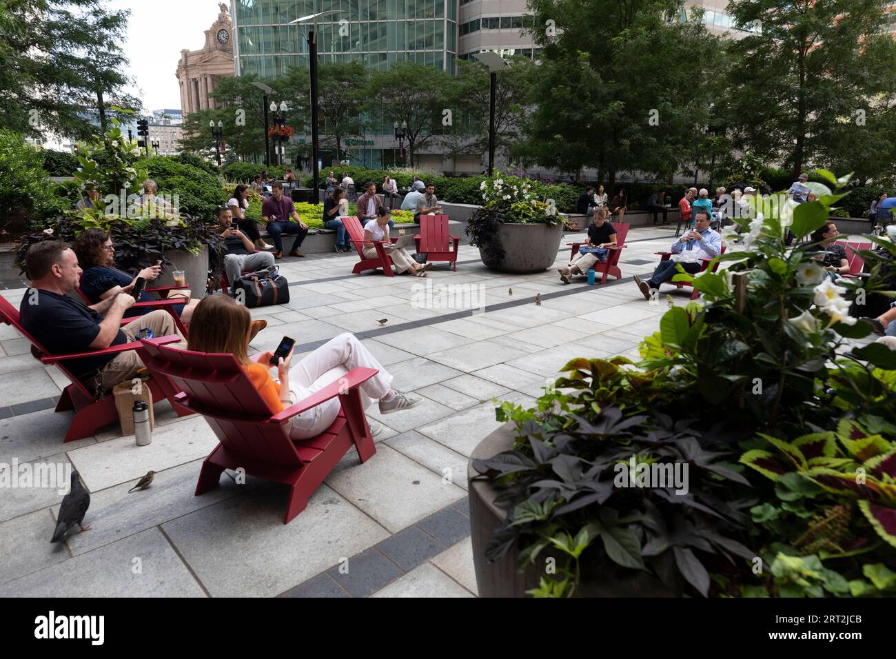people outdoor plaza downtown Boston Stock Photo - Alamy