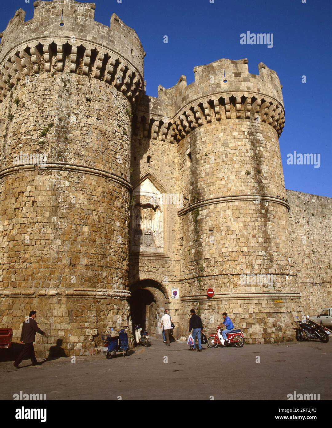 Fortified city gates of Rhodes, the largest island in the Dodecanese ...