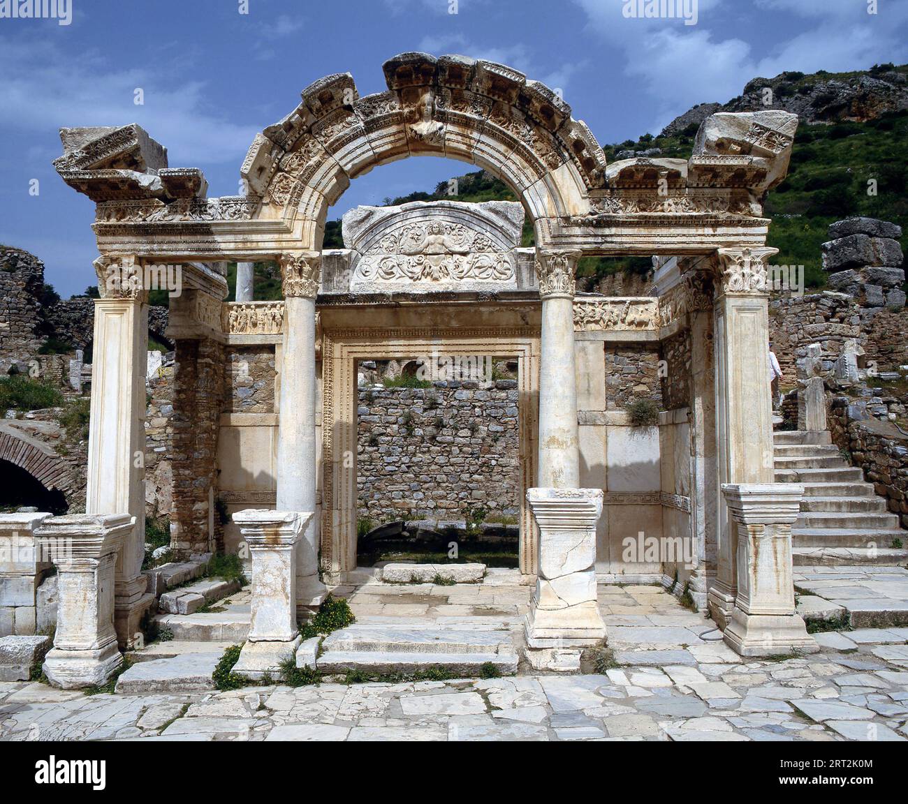 Archway remains of a temple at the important city of Ephesus, dating ...