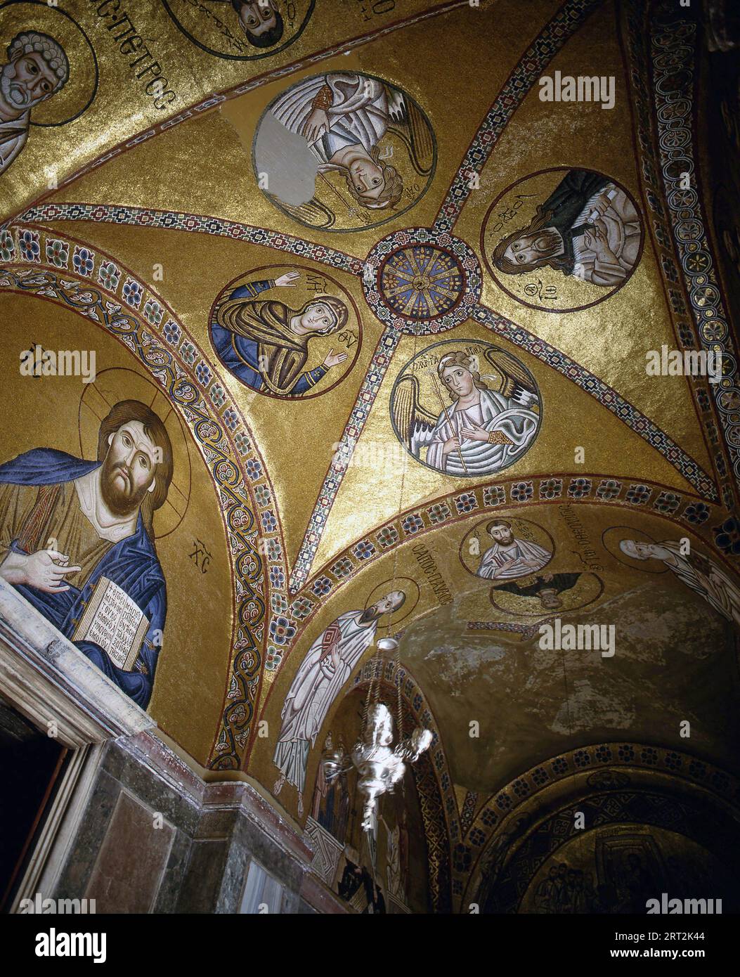 Christ Pantokrators mosaic ceiling at the Monastery of Ossios (or ...
