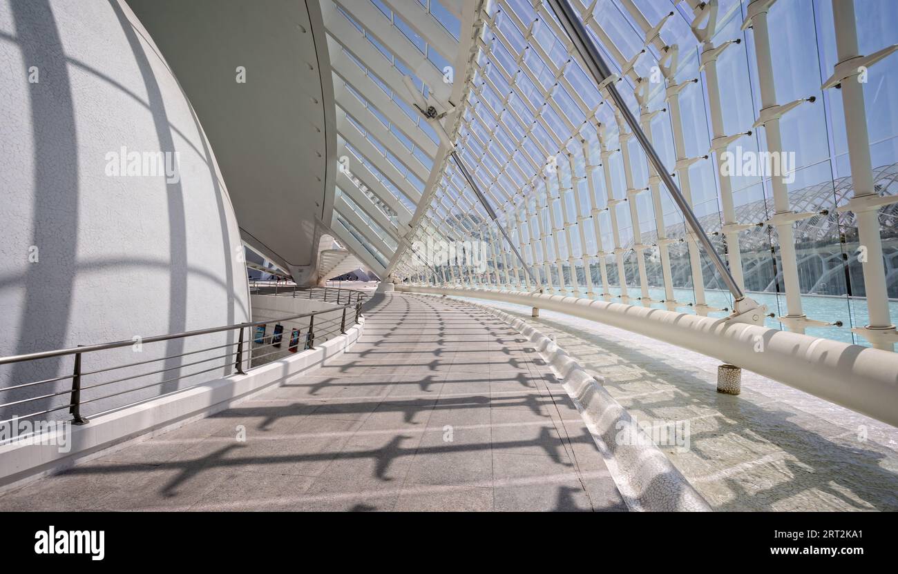 Interior glassed space inside the Science Museum in The City of Arts ...