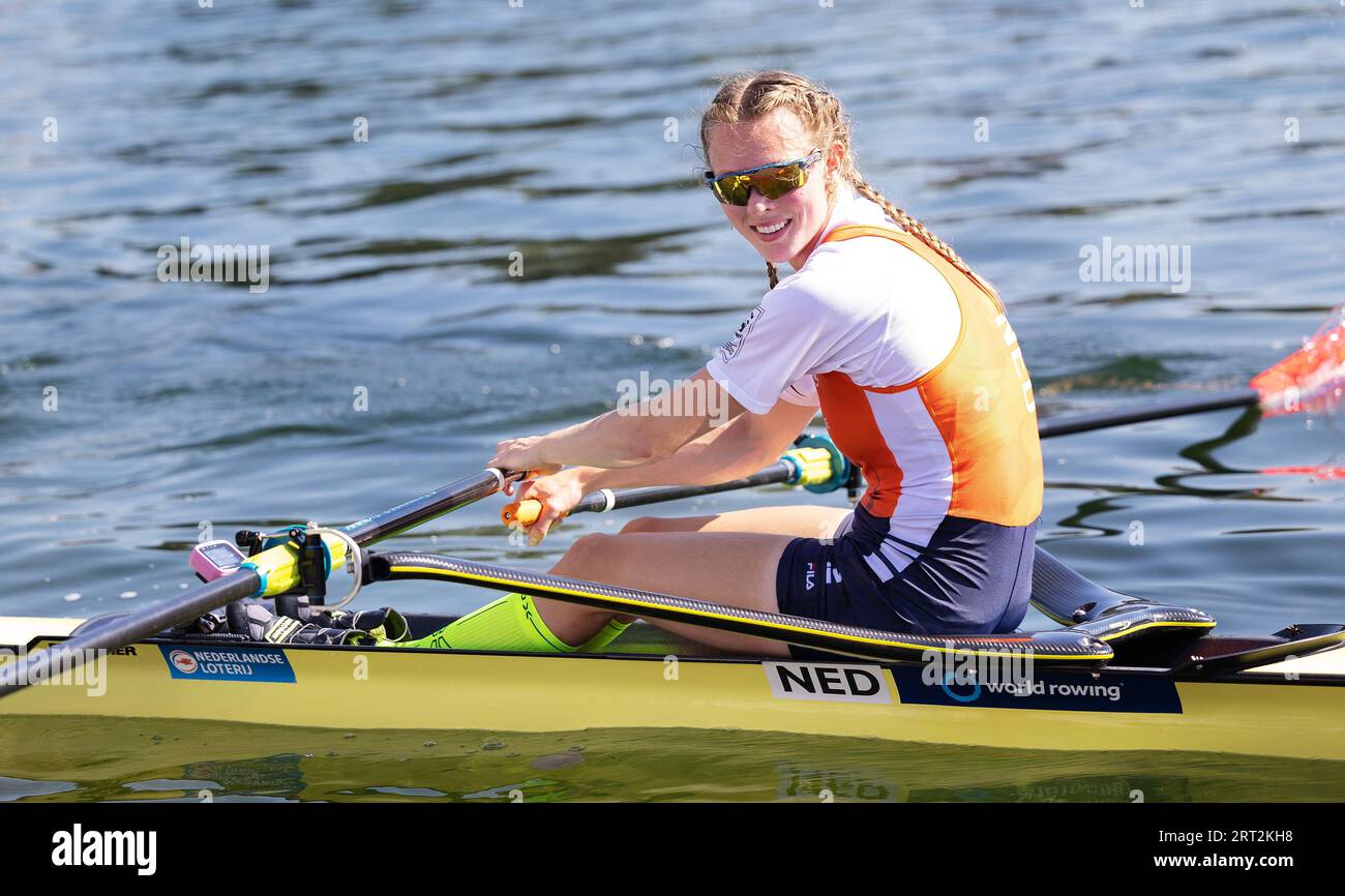 BELGRADE - Karolien Florijn in action during the one-man skiff final on ...