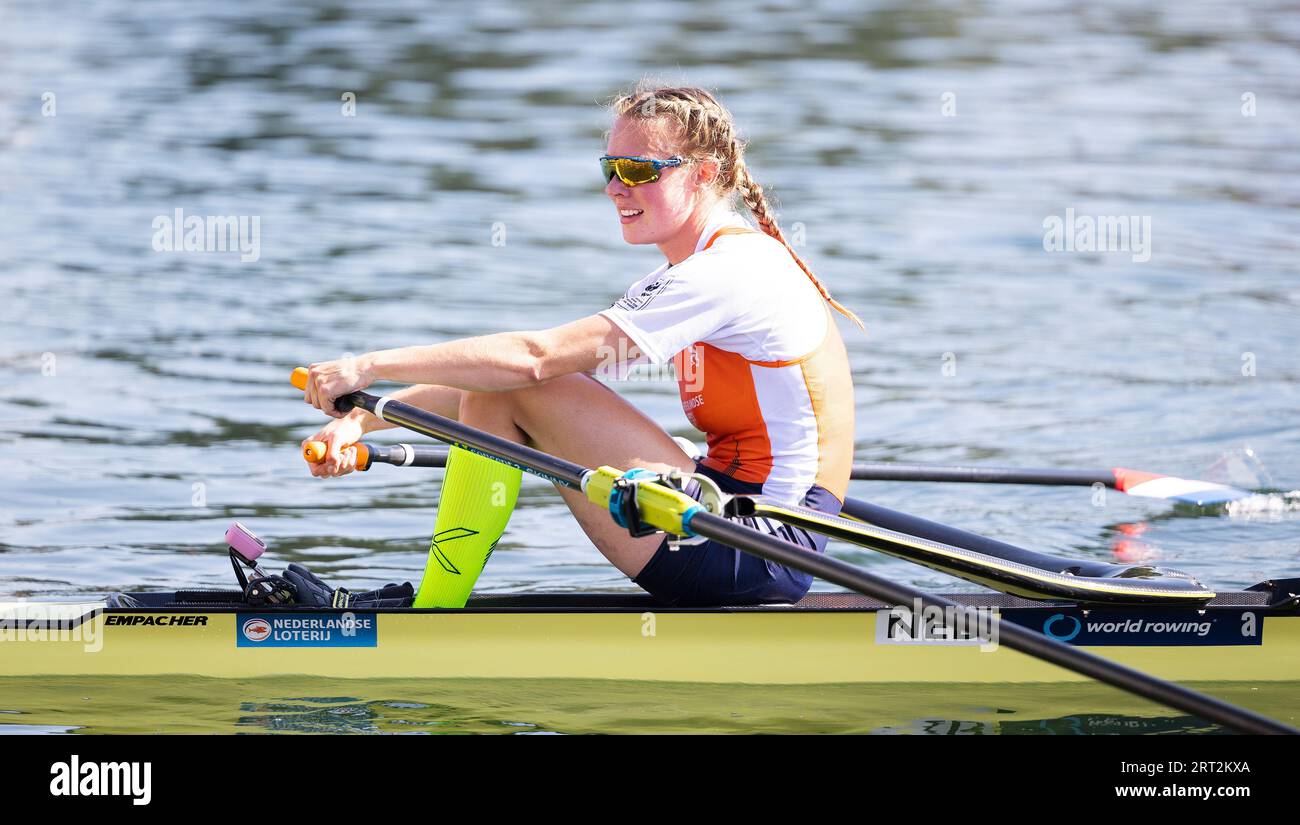 BELGRADE - Karolien Florijn in action during the one-man skiff final on ...