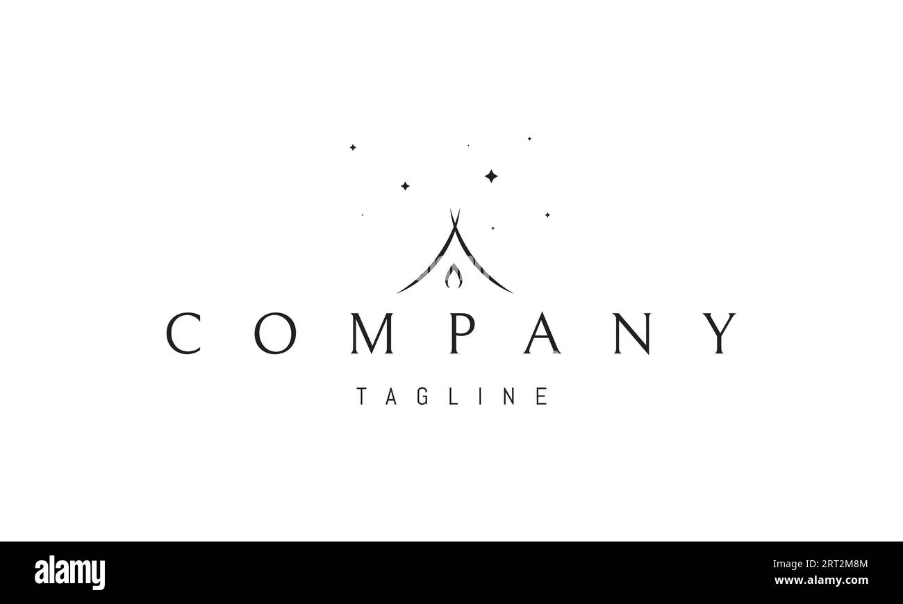 A vector logo with an abstract image of a camp fire against the ...