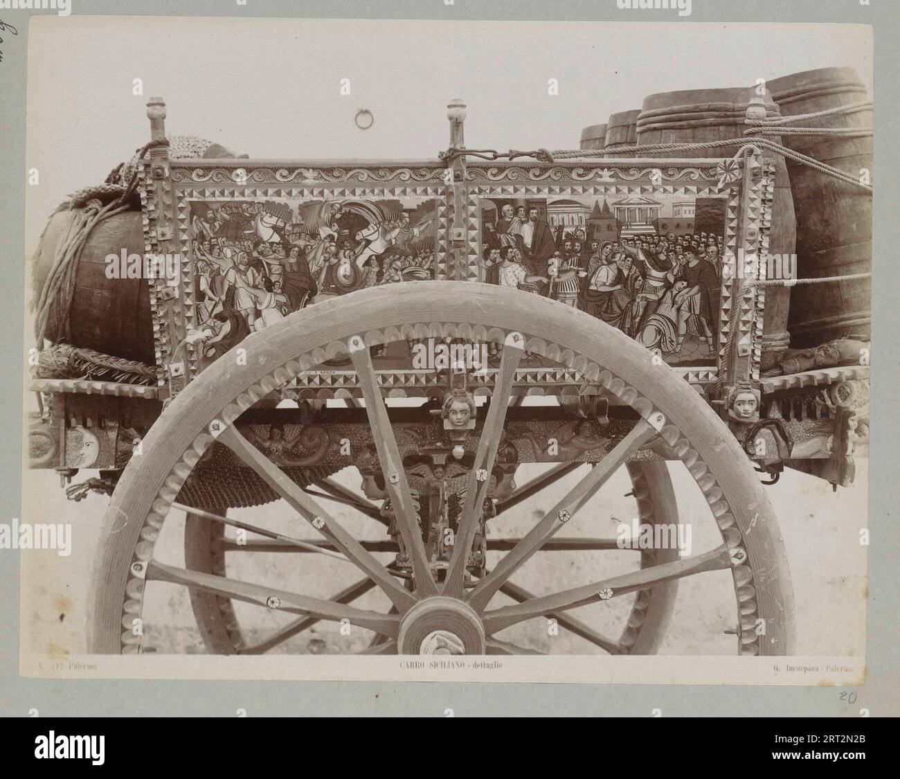 A carved and painted Sicilian donkey cart, in Palermo, Archival ...