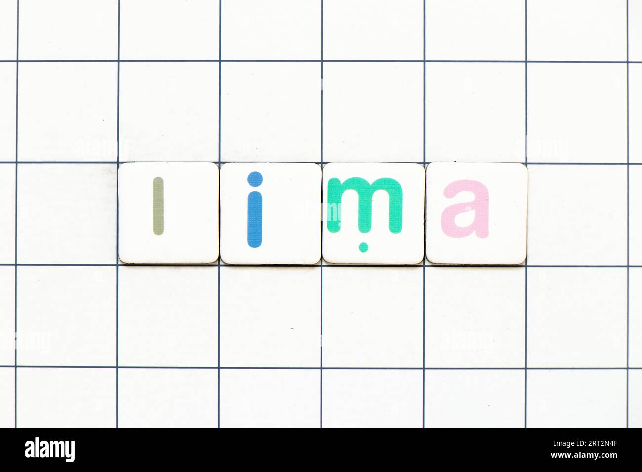 Colorful tile letter in word lima on white grid background Stock Photo ...