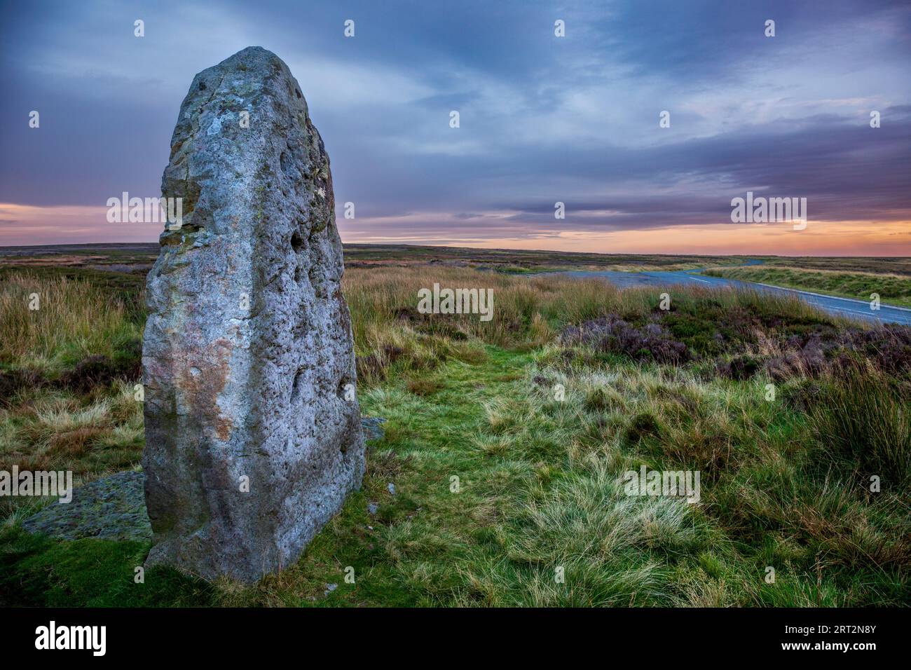 The Millennium Stone along the roadside on Danby High Moor in the North ...