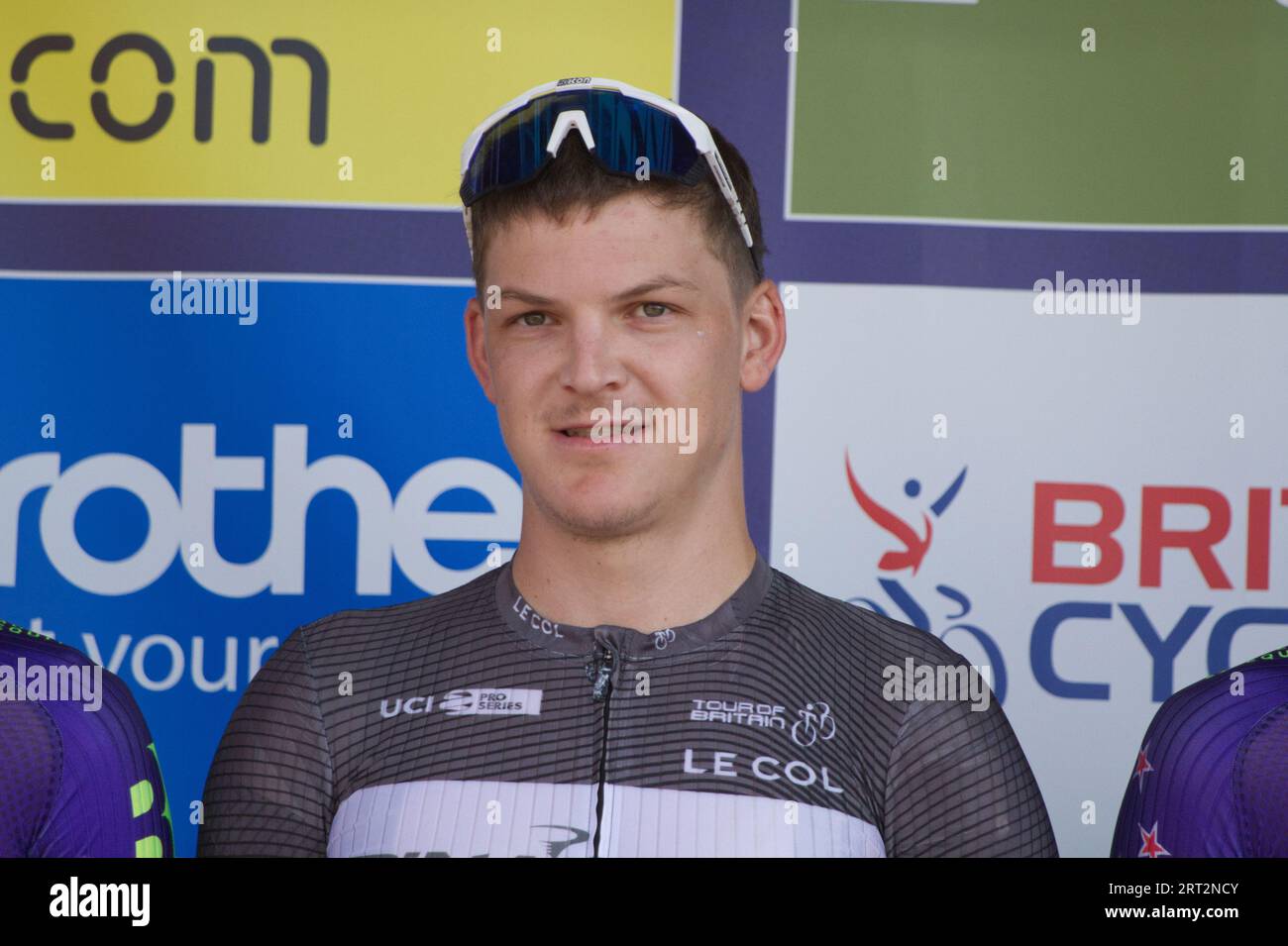 Tour of Britain cycling stage 5 at Felixstowe 2023. James Fouche of ...