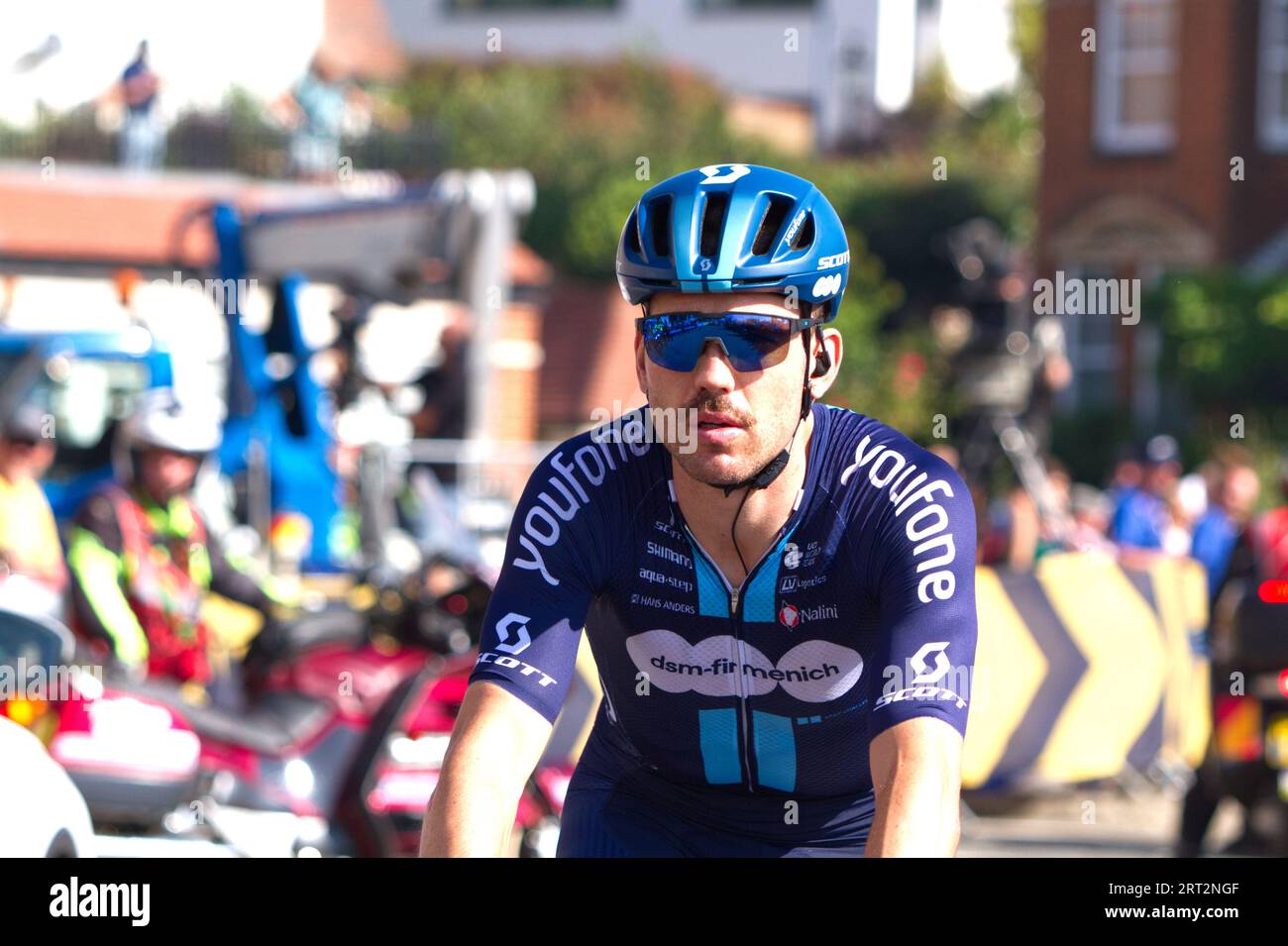 Tour of Britain cycling stage 5 at Felixstowe 2023. Patrick Bevin of ...