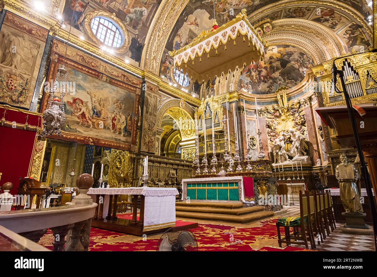 Valletta, Malta - 17 June 2023: Detail of the altar and its chapel ...