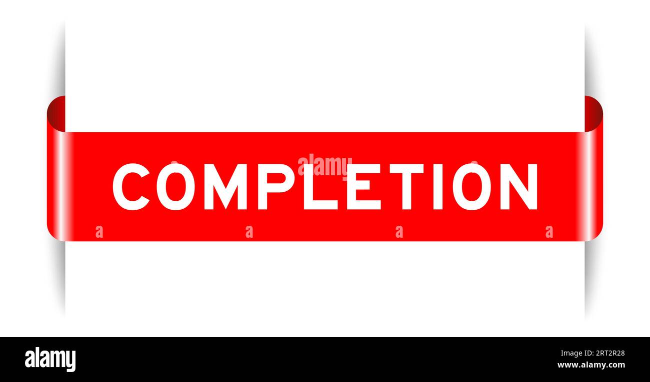 Red Color Inserted Label Banner With Word Completion On White Background Stock Vector Image