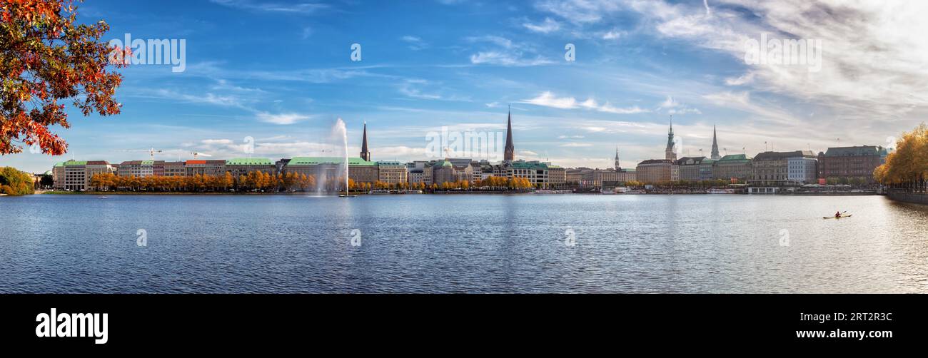 Alster lake panorama fountain hi-res stock photography and images - Alamy