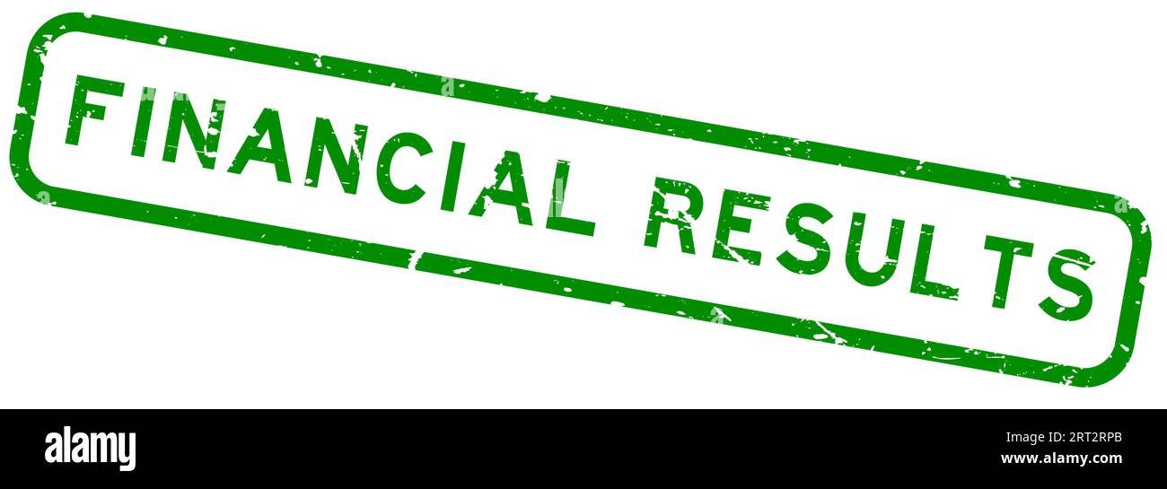 Grunge green financial results word square rubber seal stamp on white ...