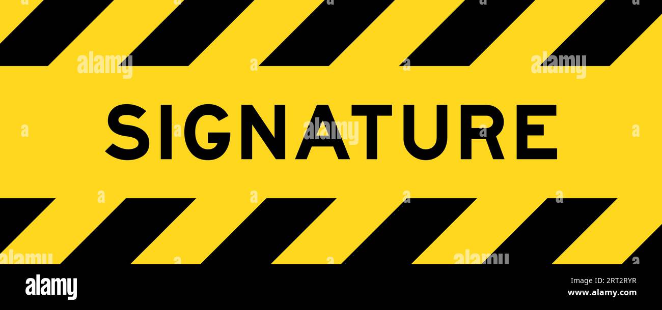 Yellow and black color with line striped label banner with word ...