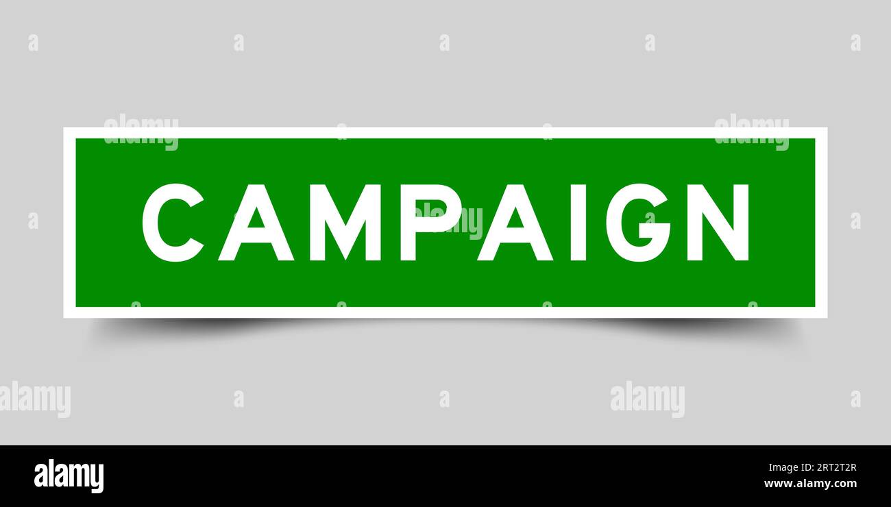 Green color square label sticker with word campaign on gray background ...