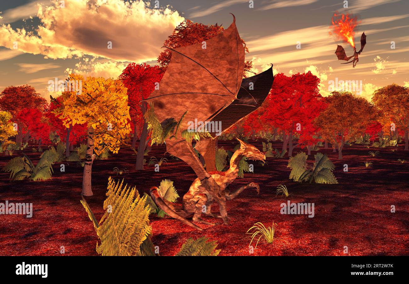 Dragons Of The Fall Stock Photo - Alamy