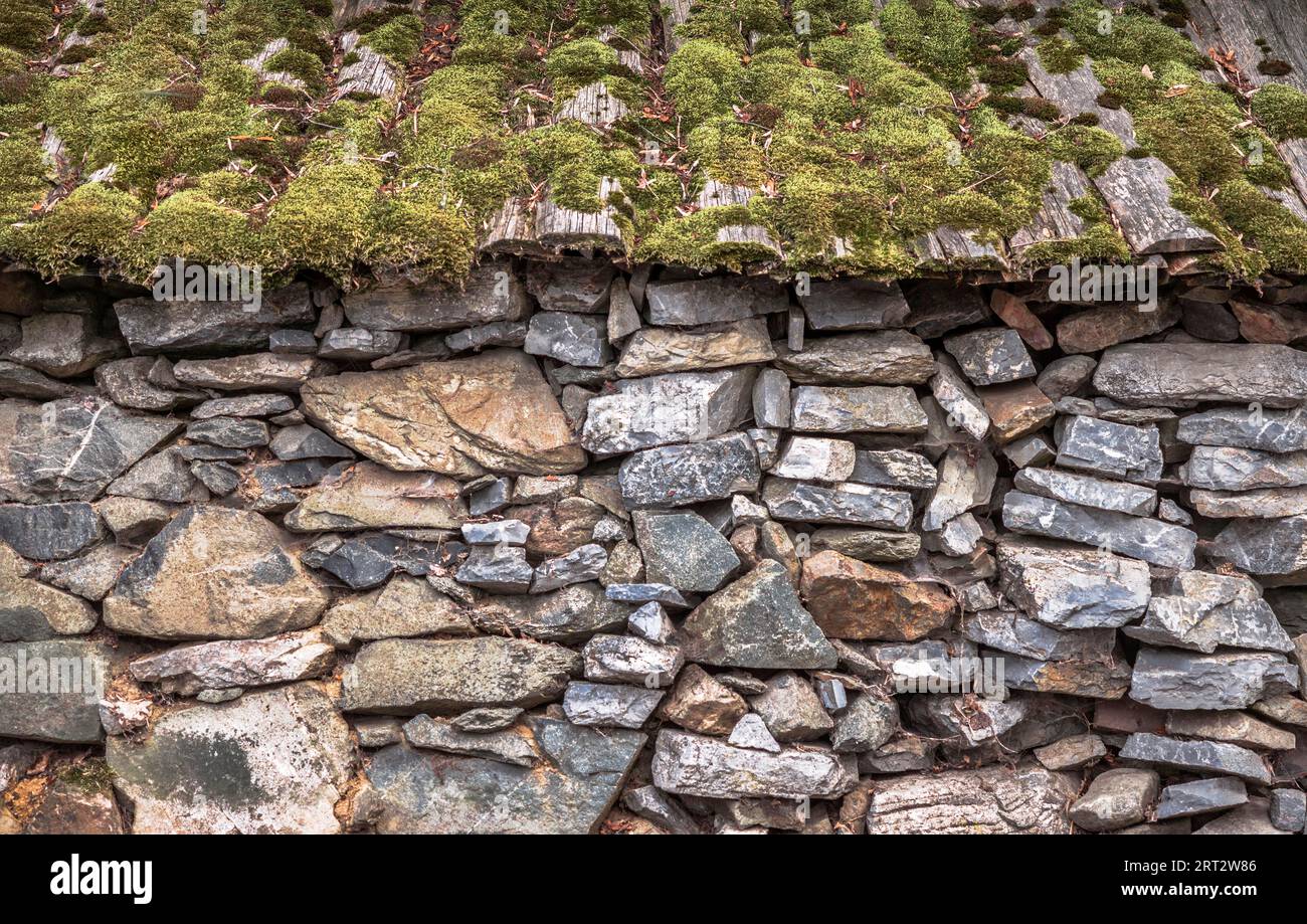 The old quarry stone wall Stock Photo - Alamy