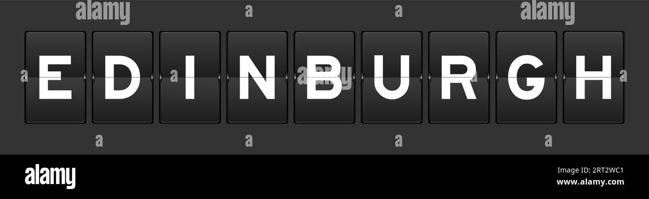 Black color analog flip board with word edinburgh on gray background ...