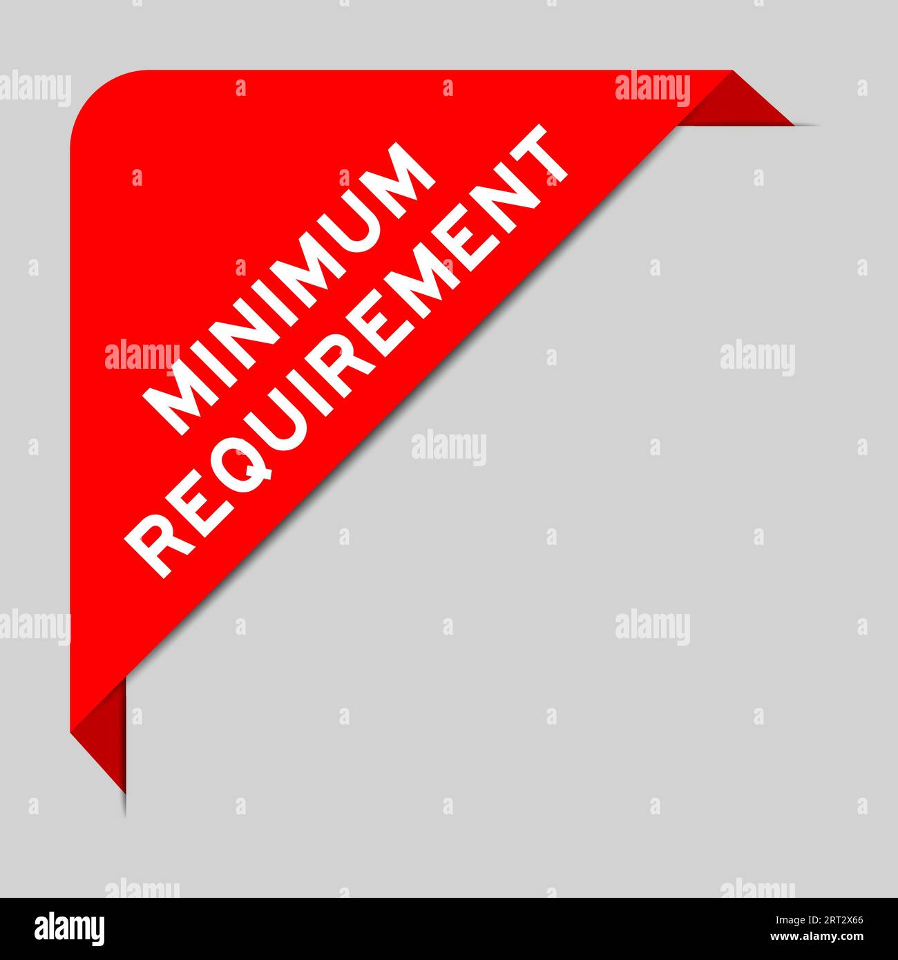 Red color of corner label banner with word minimum requirement on gray ...