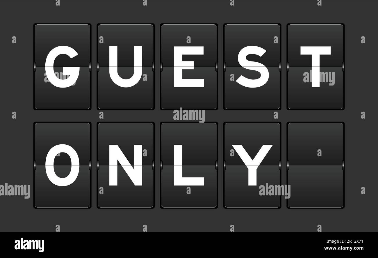 Black color analog flip board with word guest only on gray background ...