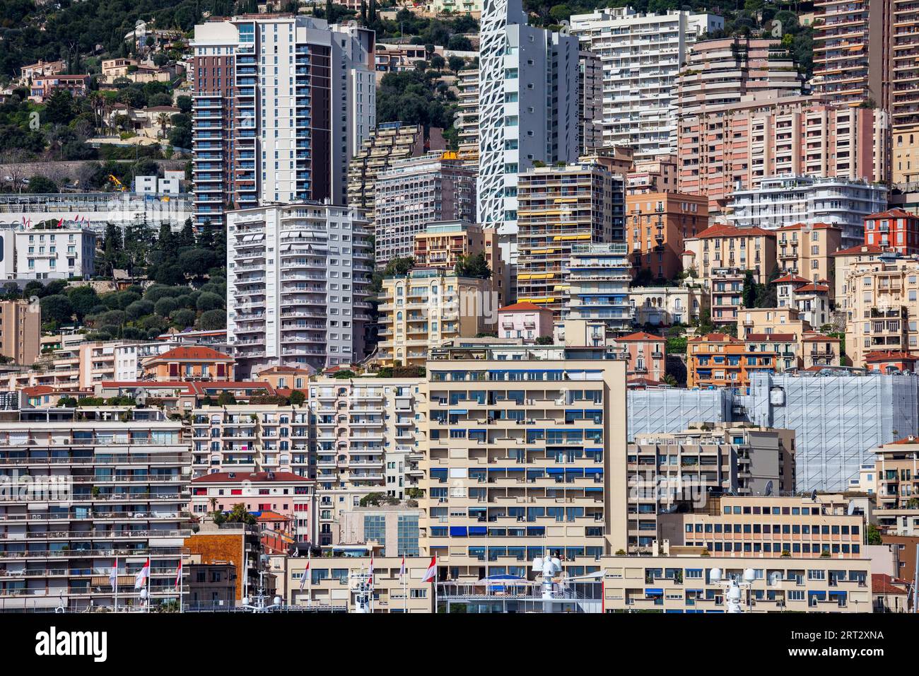 Monaco principality, densely populated urban background with apartment ...