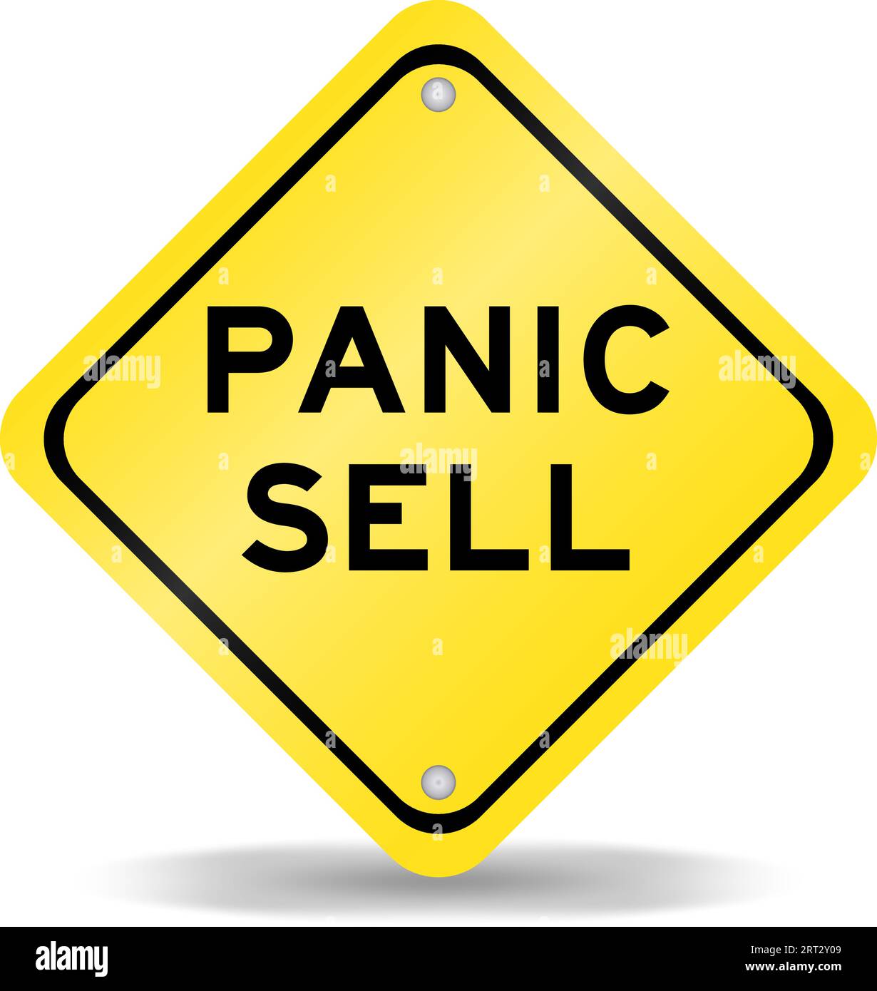 Yellow color transportation sign with word panic sell on white ...