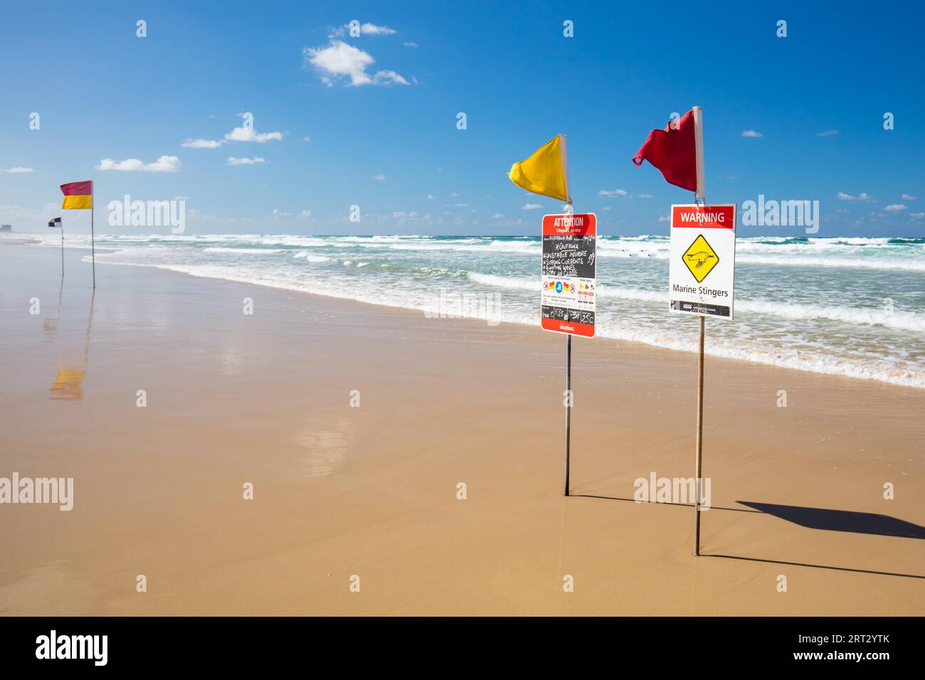 Surf lifesaving flags on a hot sunny day in Broadbeach, Gold Coast ...