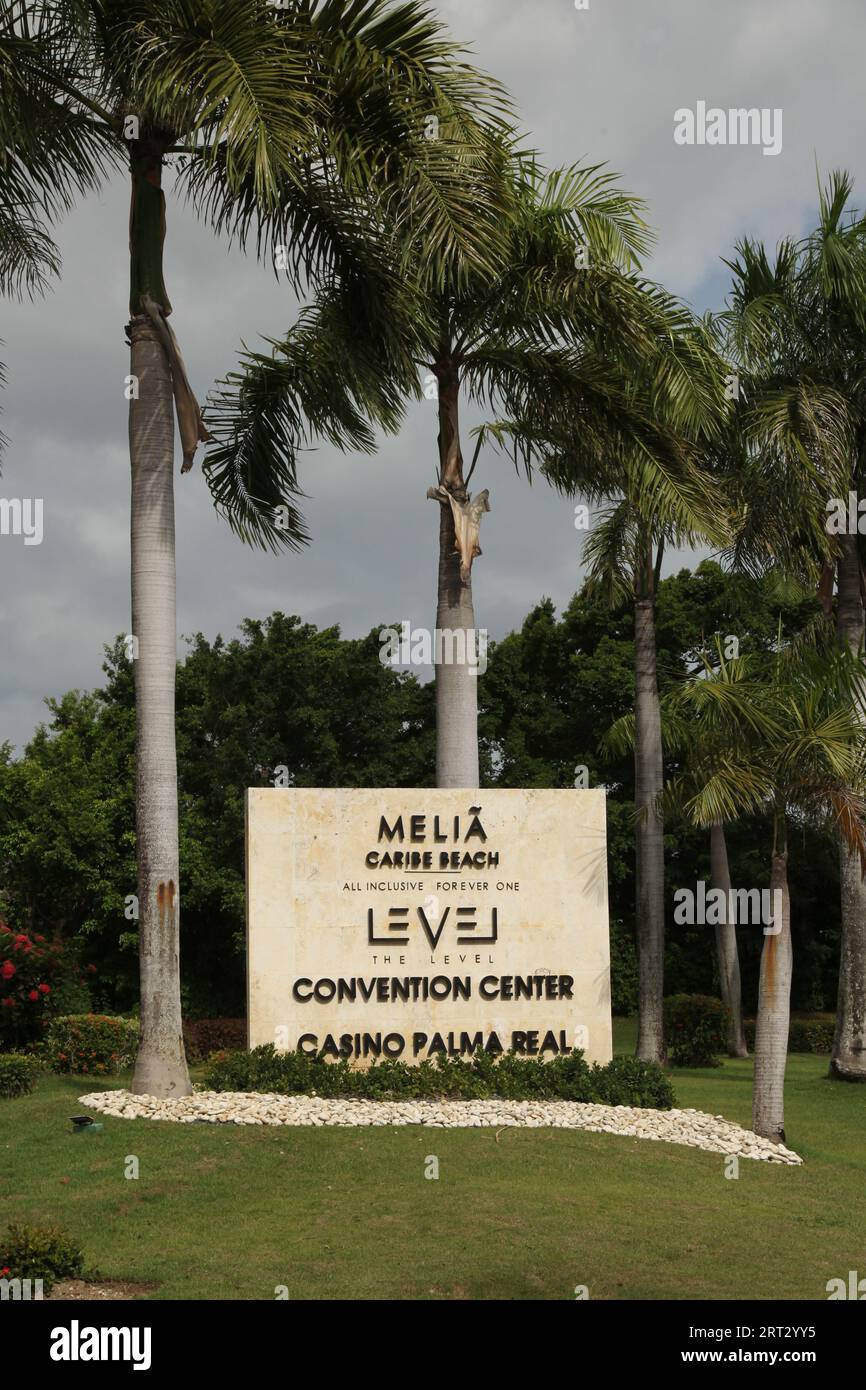Entrance sign at Melia Caribe Beach Resort in Punta Cana, The Level ...