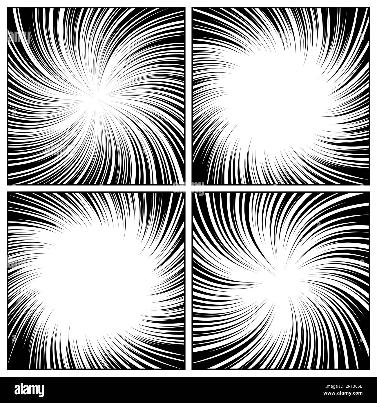 Twisted comic book radial rays, lines. Comics background with motion ...