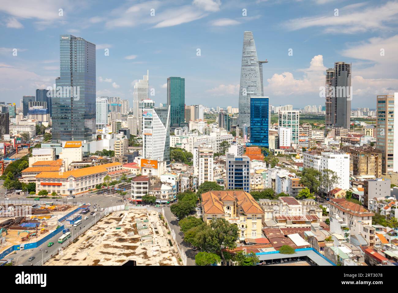 The vast sprawl of buildings and the new construction for Metro system ...