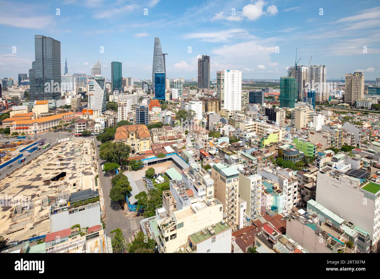 The vast sprawl of buildings and the new construction for Metro system ...