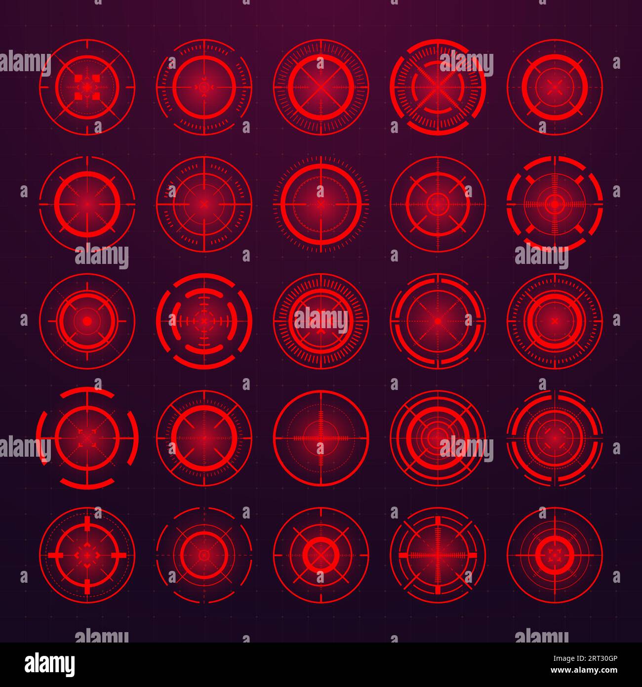 Crosshair, gun sight vector icons. Bullseye, black target or aim symbol ...