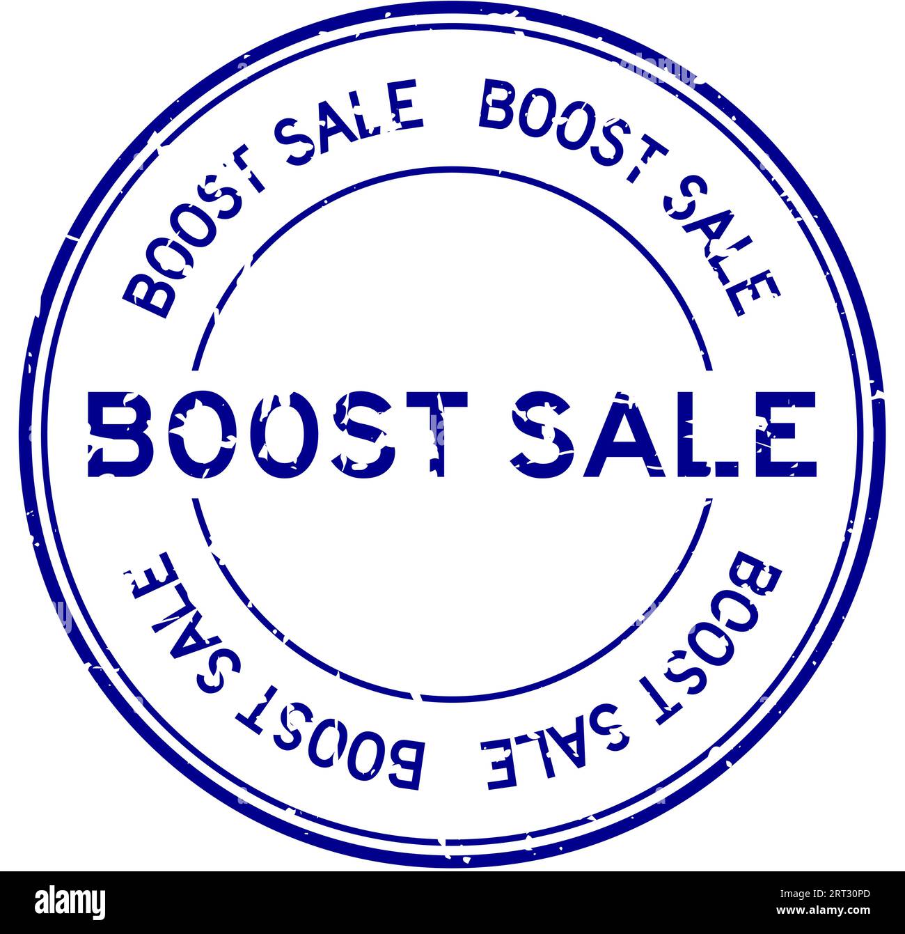Grunge blue boost sale word round rubber seal stamp on white background ...