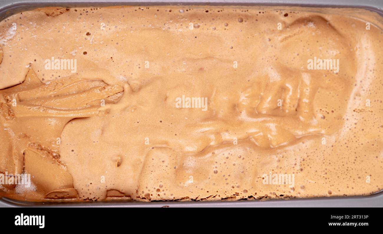 Top view of chocolate ice cream surface, ice cream texture Stock Photo ...