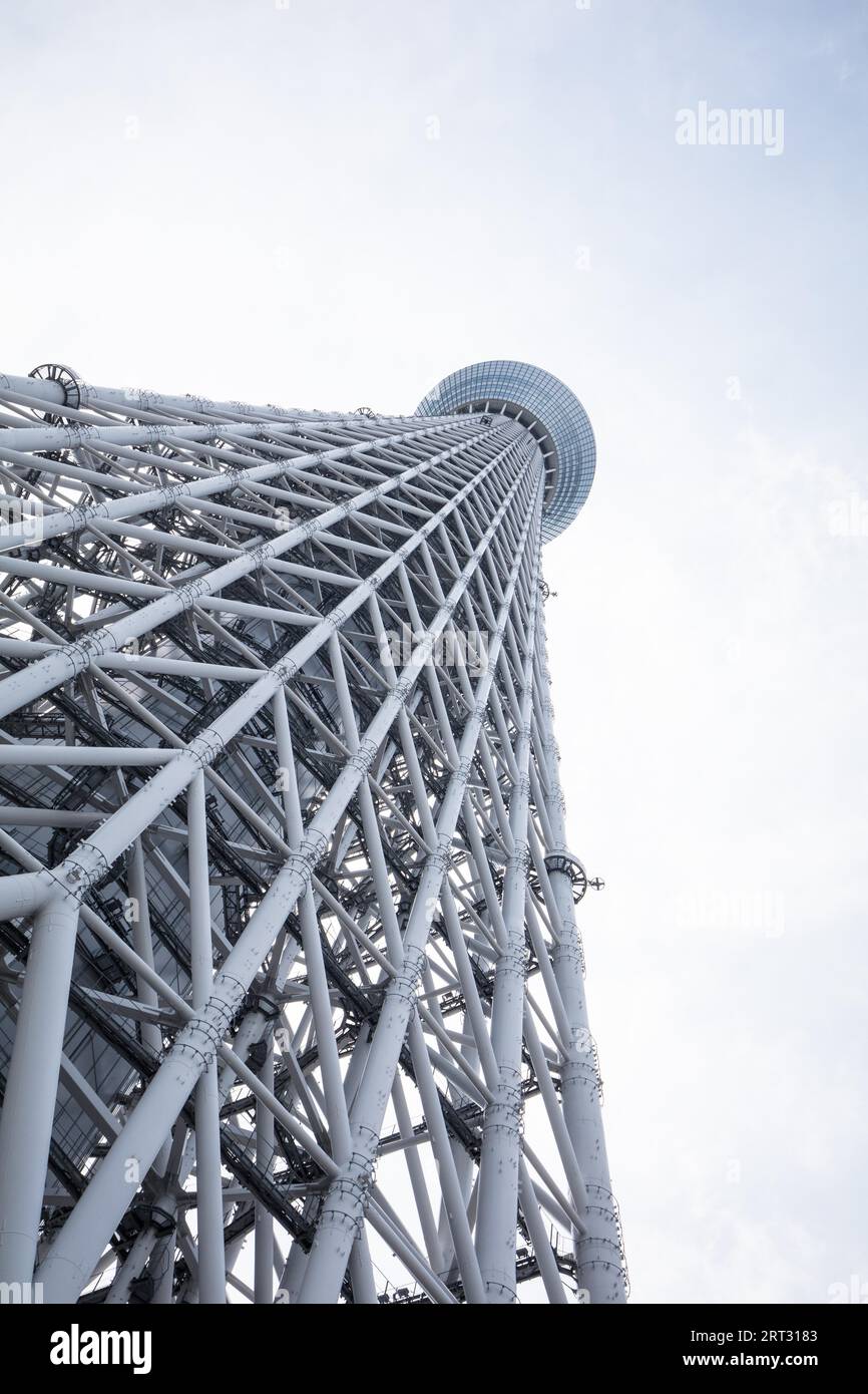 A view up the spire of Tokyo Skytree. The largest tower in the world ...
