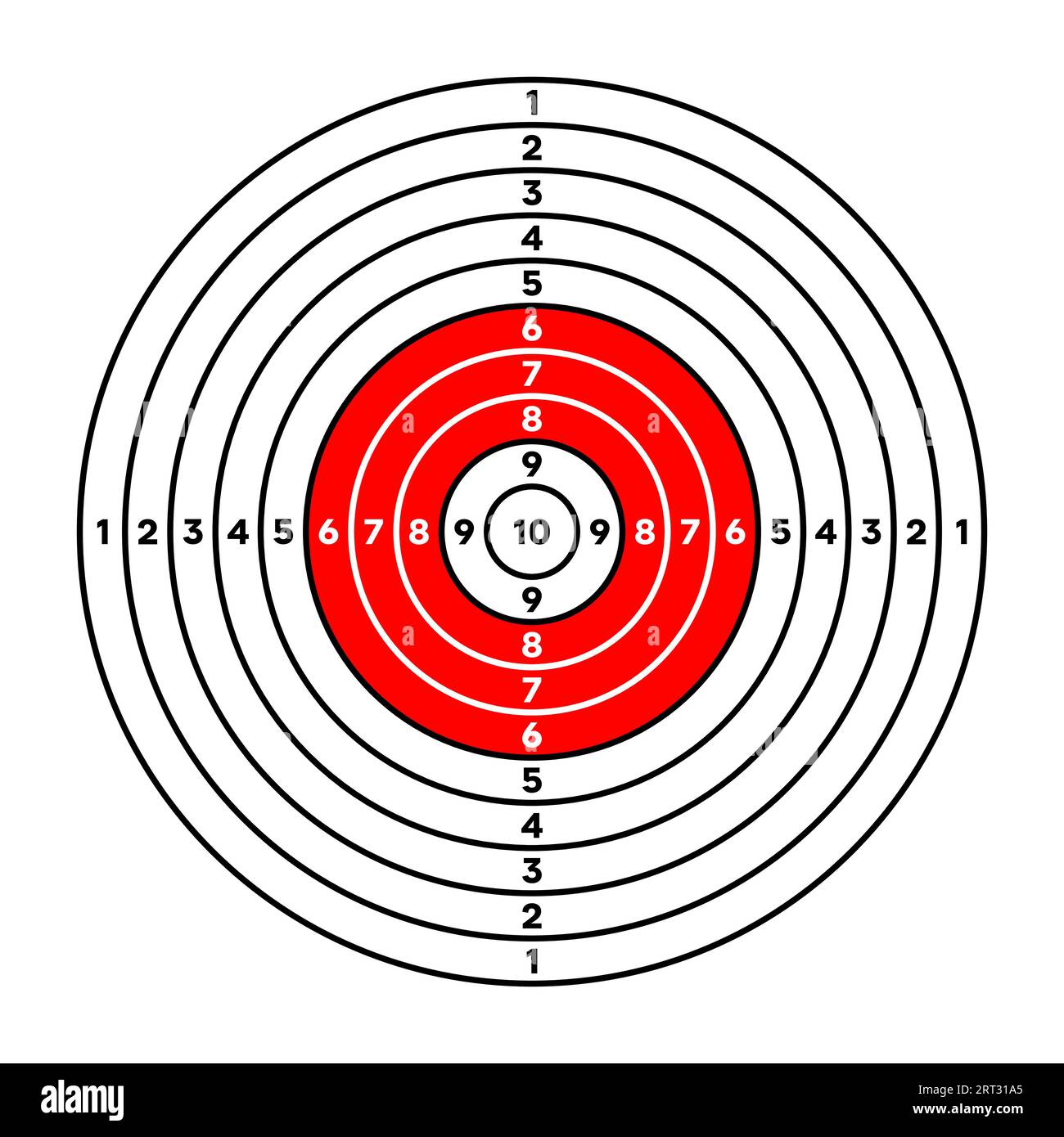 Shooting range paper target with divisions, marks and numbers. Archery ...