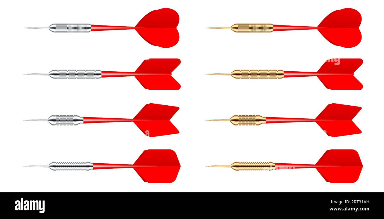 Red dart arrows with metal tip isolated on white background. Dart ...