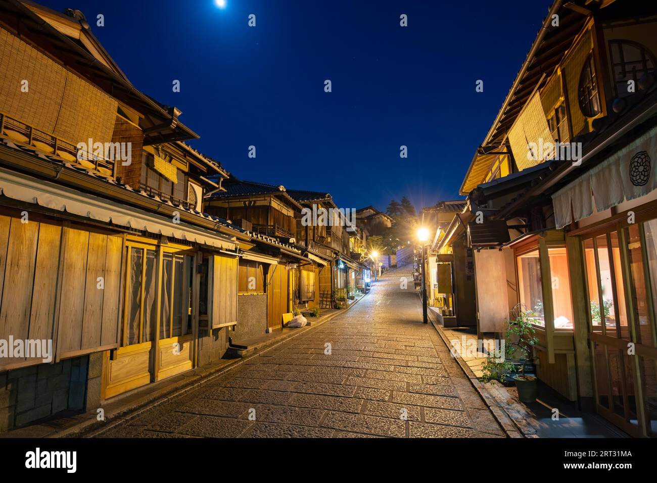 Beautiful traditional streetscape at dusk in Higashiyama district in ...