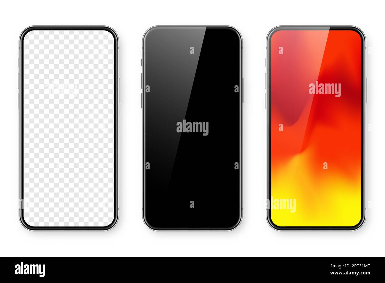 Smartphone with blank touch screen and abstract colorful background ...