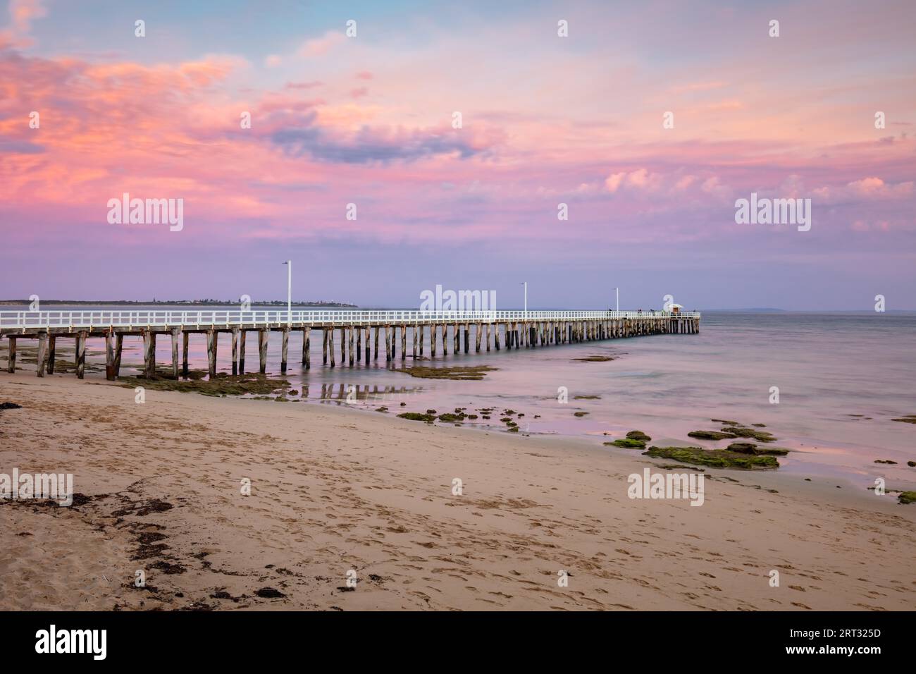 Point Lonsdale's iconic pier on a summer's evening on the Bellarine ...