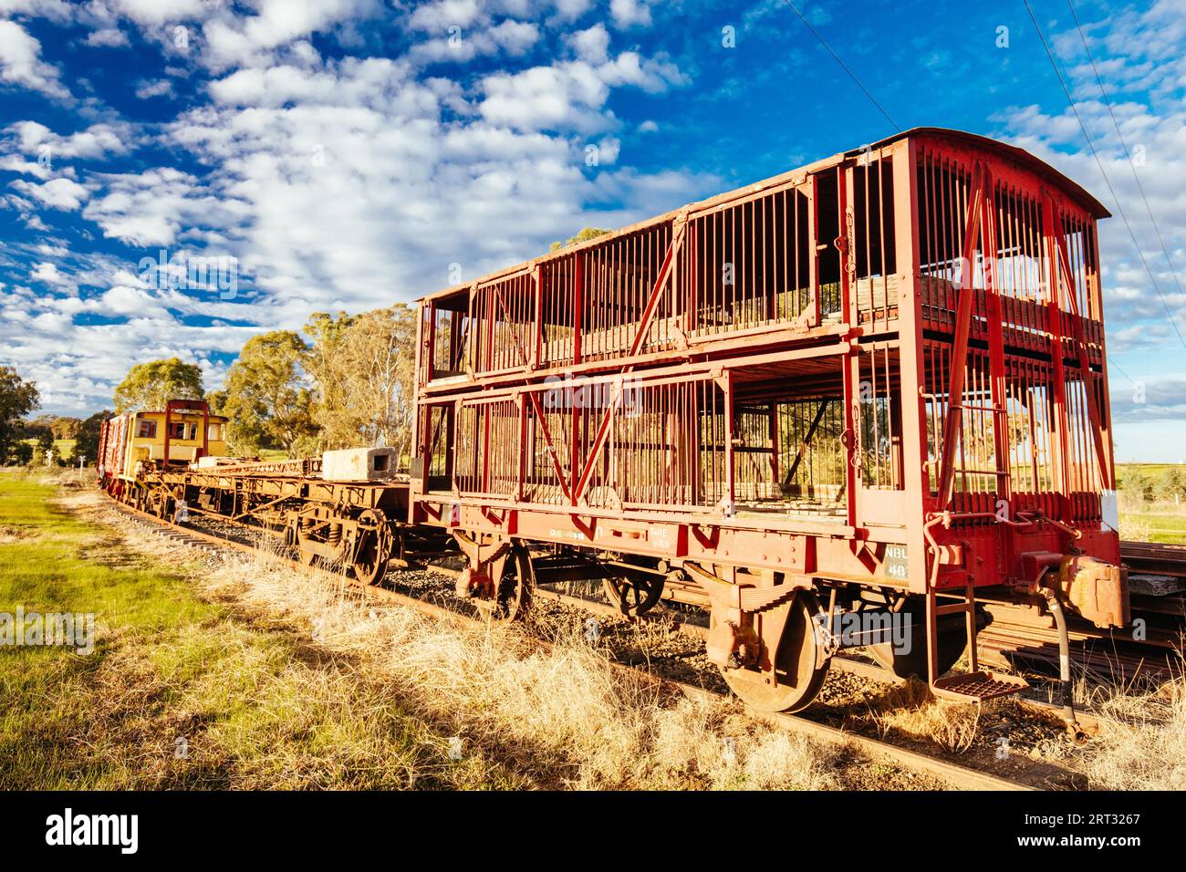 Antique Victorian train carriages at Muckleford station in Victoria ...