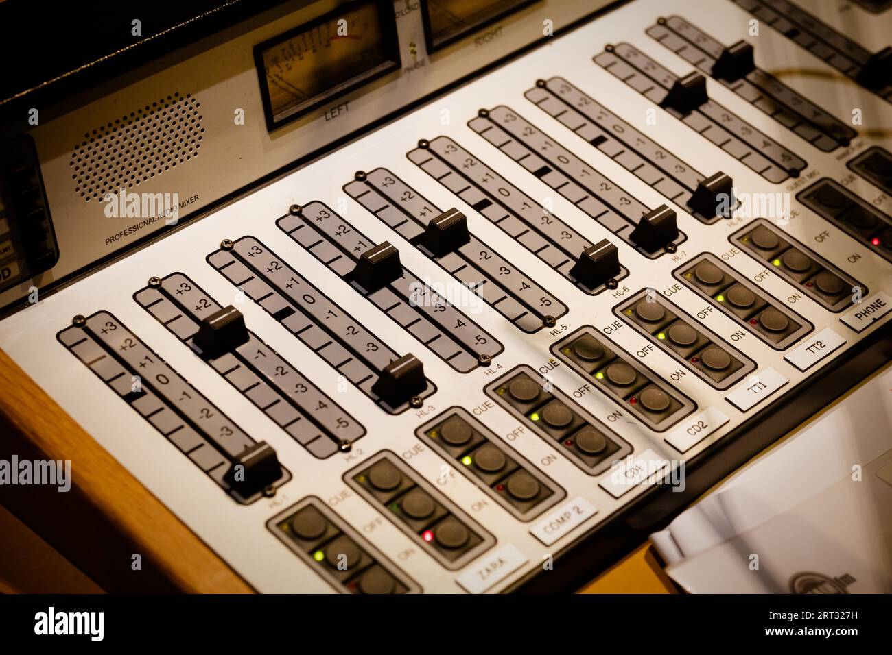 A sound mixing board at a radio station in Victoria, Australia Stock ...