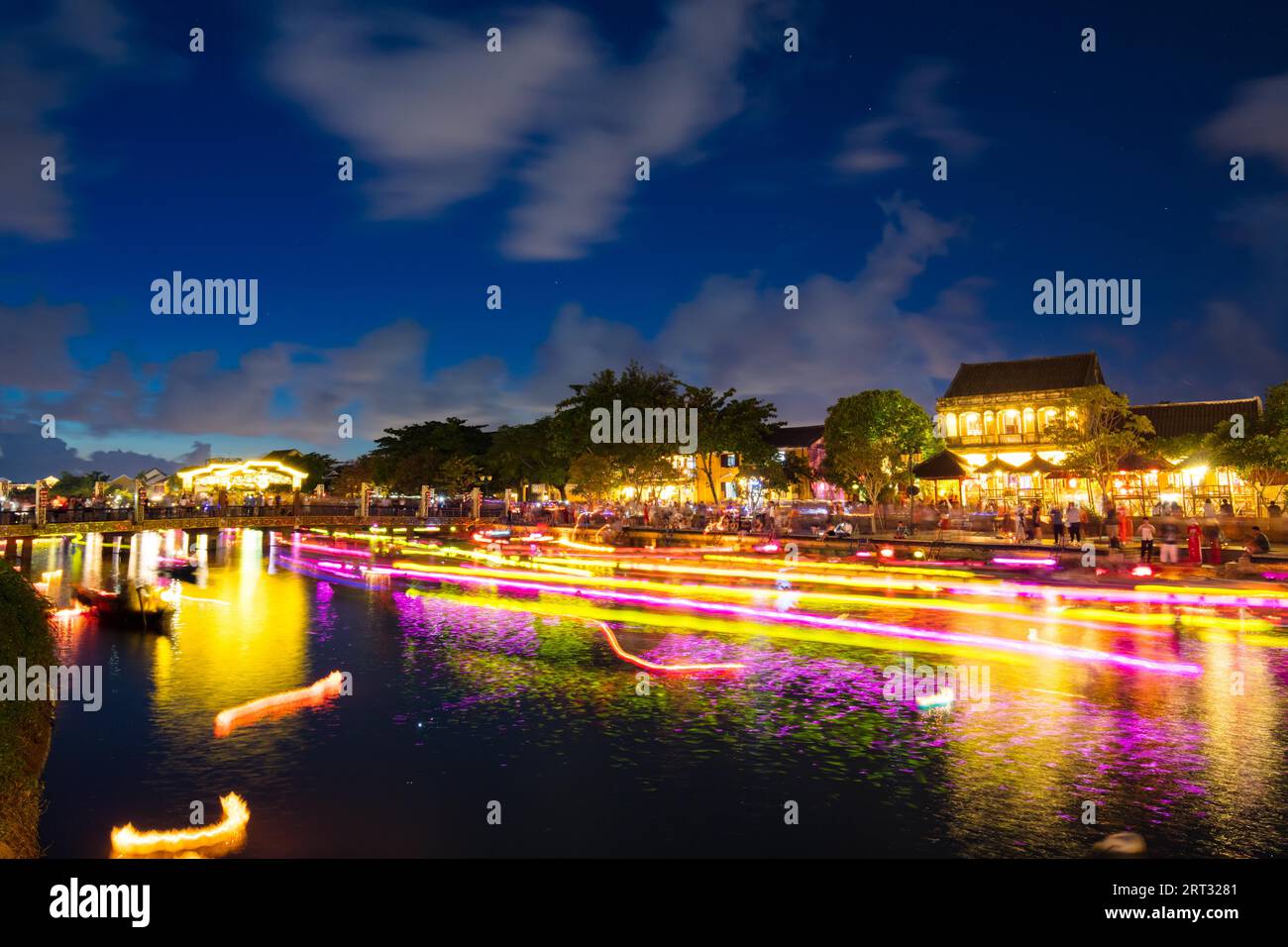 The famous Hoi An Full Moon lantern festival at night in Vietnam Stock ...