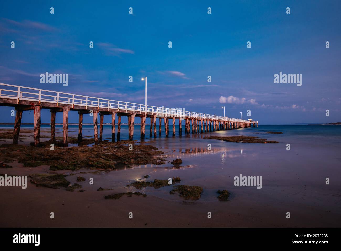 Point Lonsdale's iconic pier on a summer's evening on the Bellarine ...