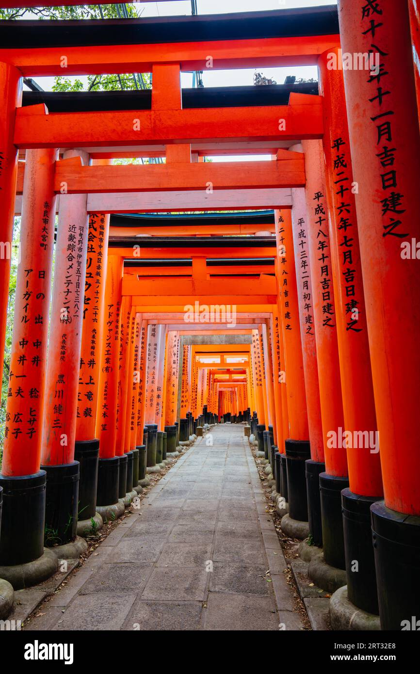 Red Tori Gate at Fushimi Inari Shrine in Kyoto, Japan. One of the ...