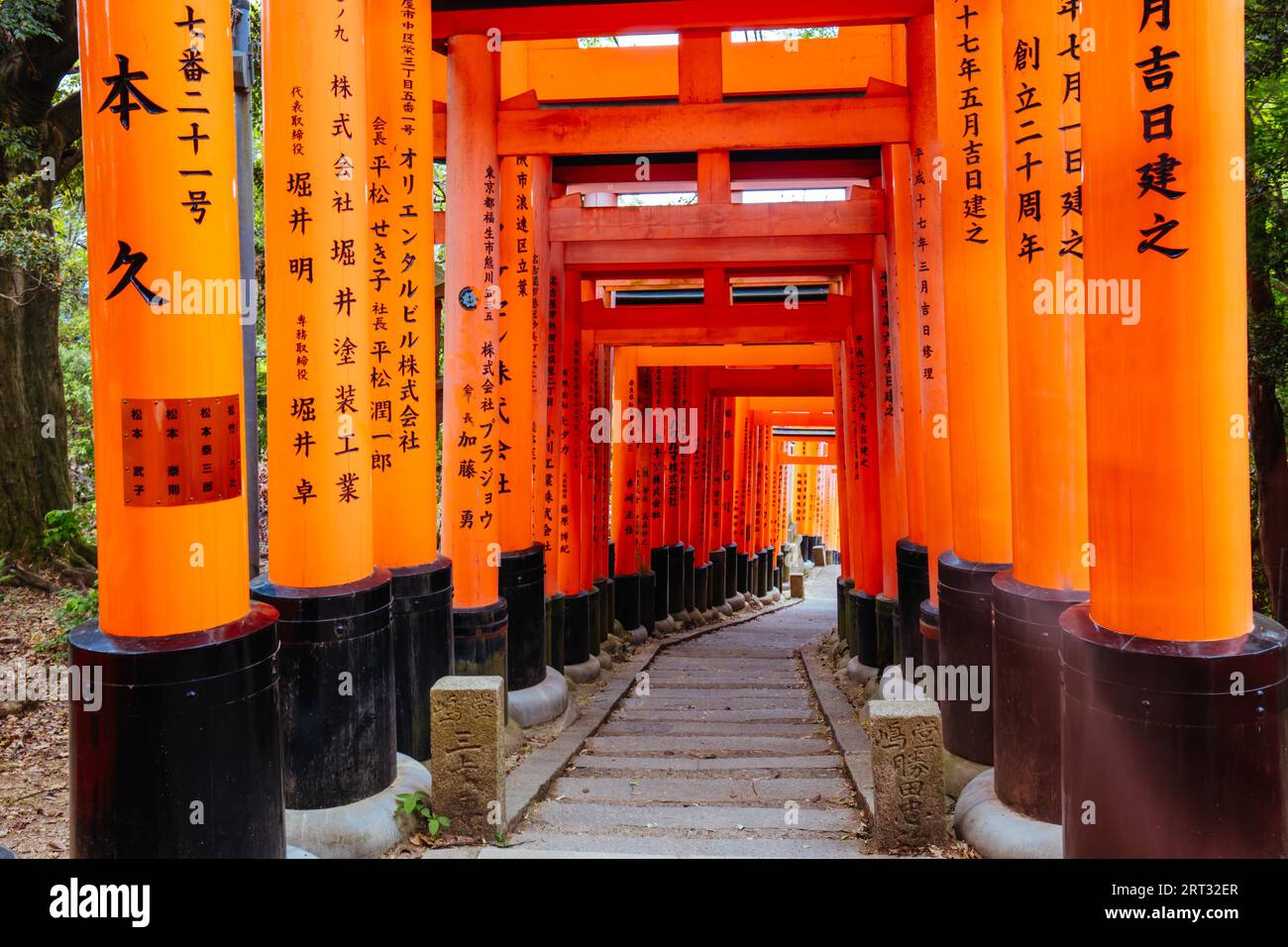 Red Tori Gate at Fushimi Inari Shrine in Kyoto, Japan. One of the ...