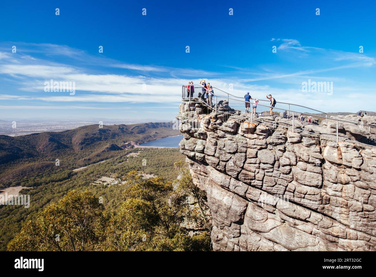 Crowds take in the iconic views from Pinnacle Lookout over Halls Gap ...