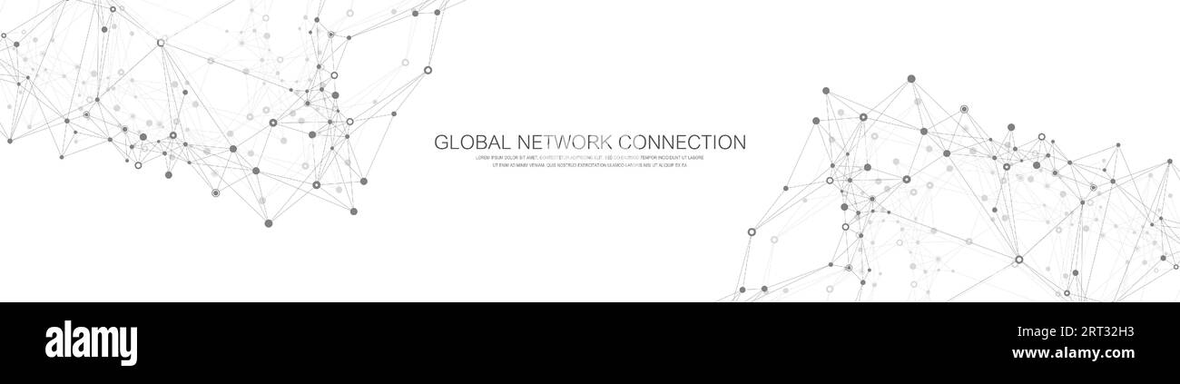 Global network connection banner design template. Header social network ...