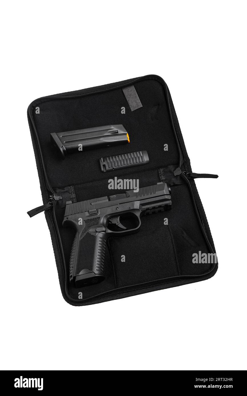 Modern semi-automatic pistol. A short-barreled weapon for self-defense ...