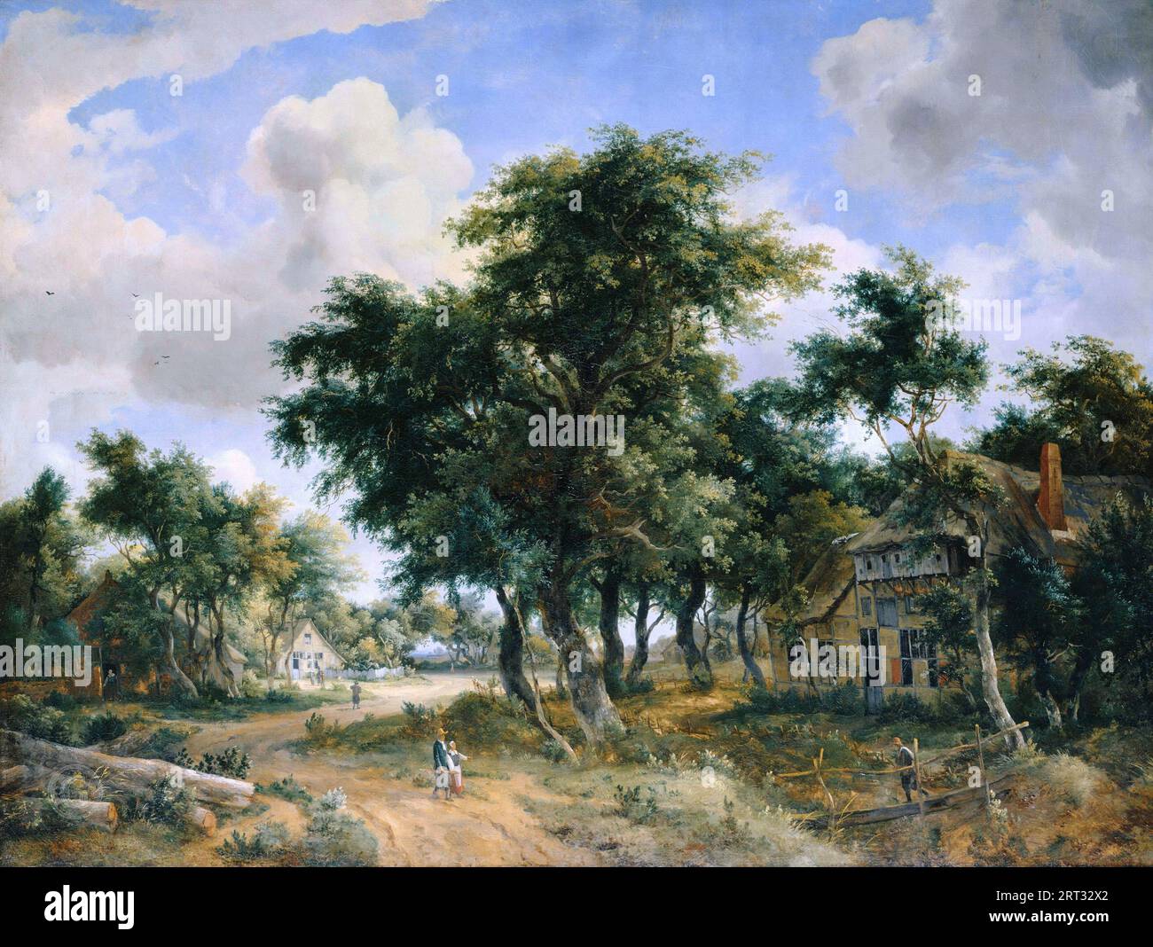 Meindert Hobbema (1638-1709) – Village road Stock Photo - Alamy